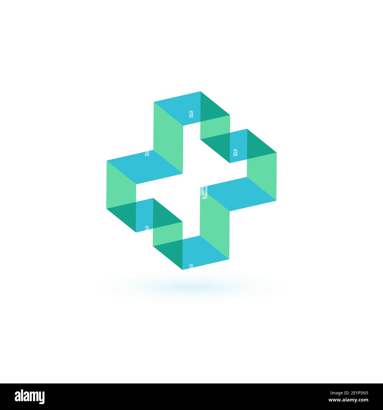 Abstract cross logo template, blue medical symbol, vector concept Stock ...