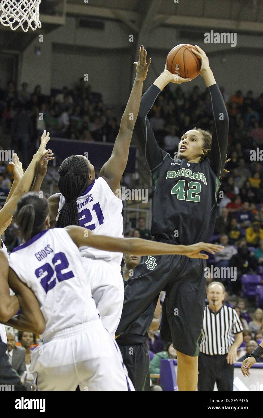 Baylor's Brittney Griner shoots over Texas Christian's Delisa Gross (22 ...