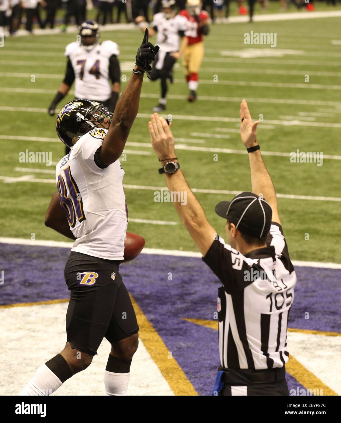 Baltimore Ravens wide receiver Anquan Boldin (81) celebrates his 13 ...