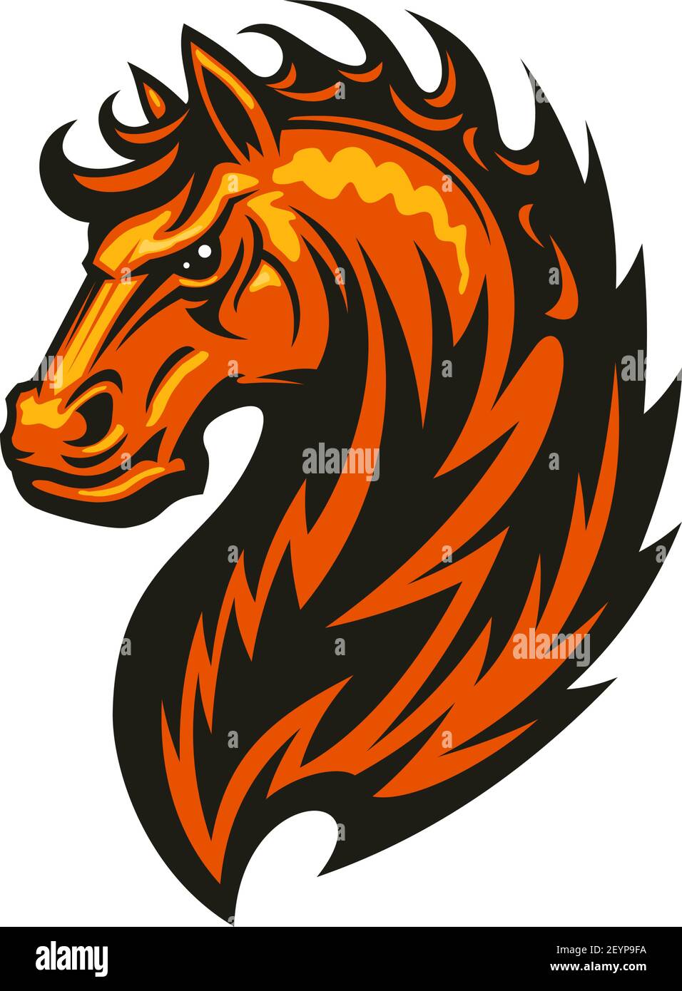 Stallion mustang isolated horse head. Vector equestrian sport mascot ...