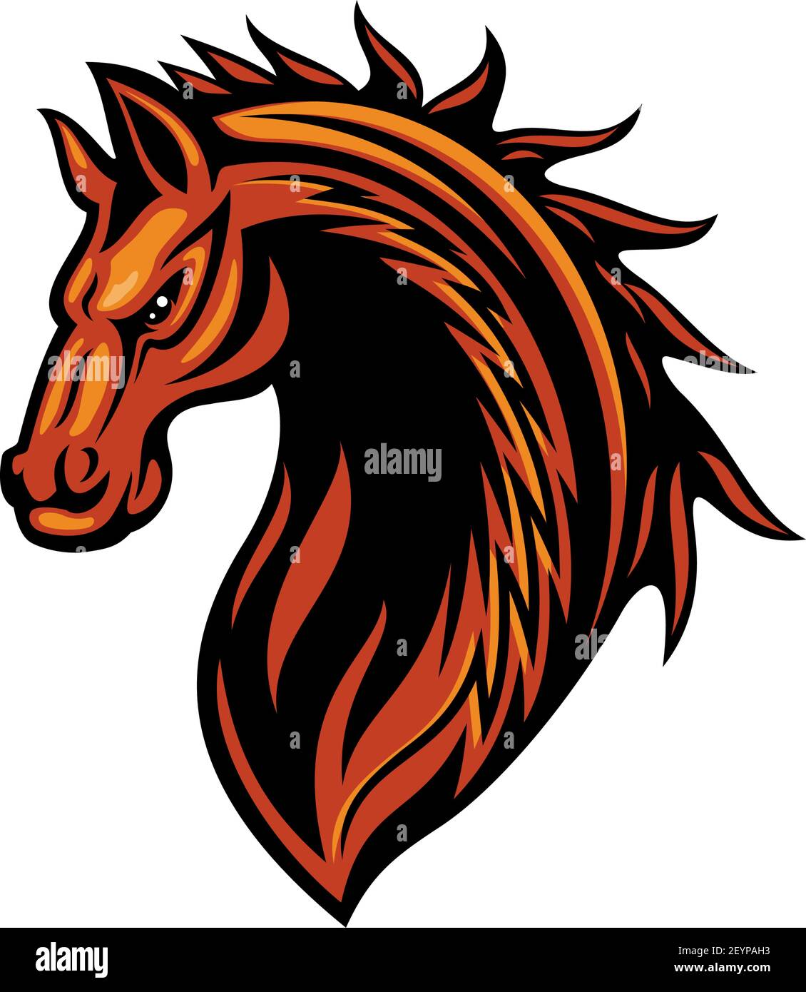 Stallion mustang isolated horse head. Vector equestrian sport mascot ...