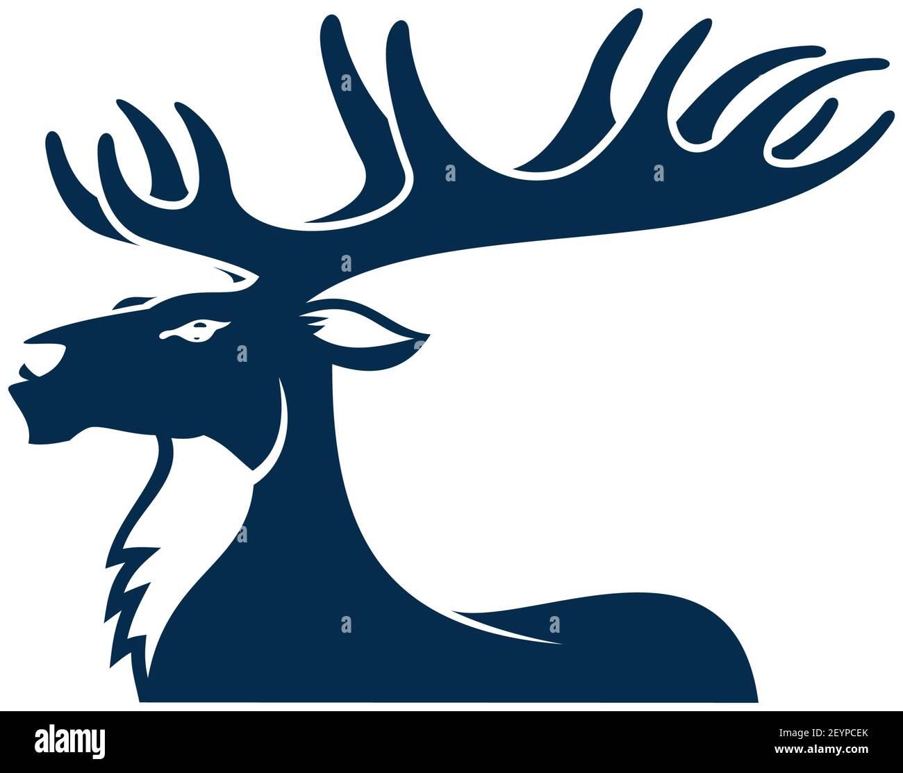 Moose with big antlers isolated elk animal profile view. Vector horned ...