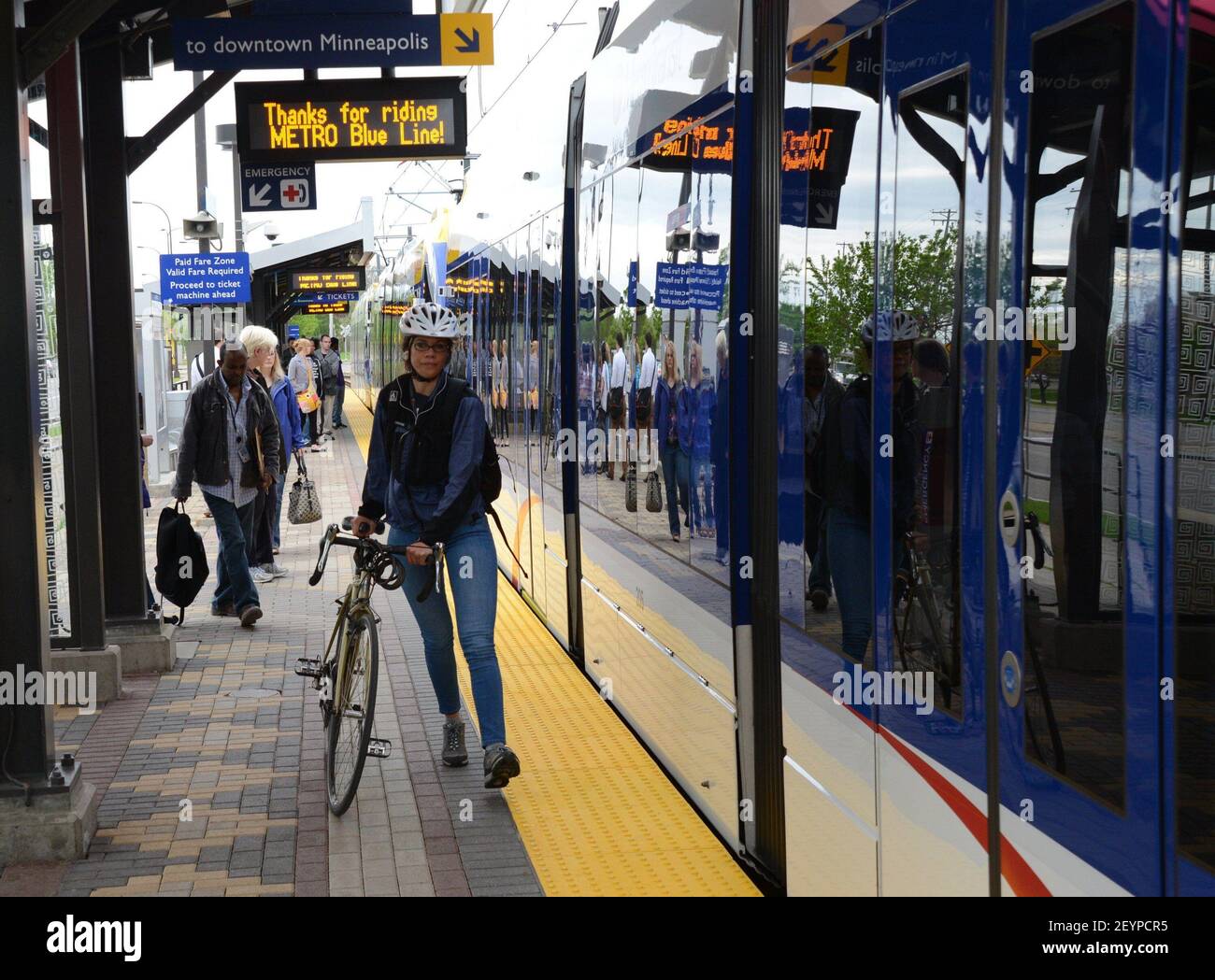 Metro Transit offers bicycle riders racks on light-rail trains and ...