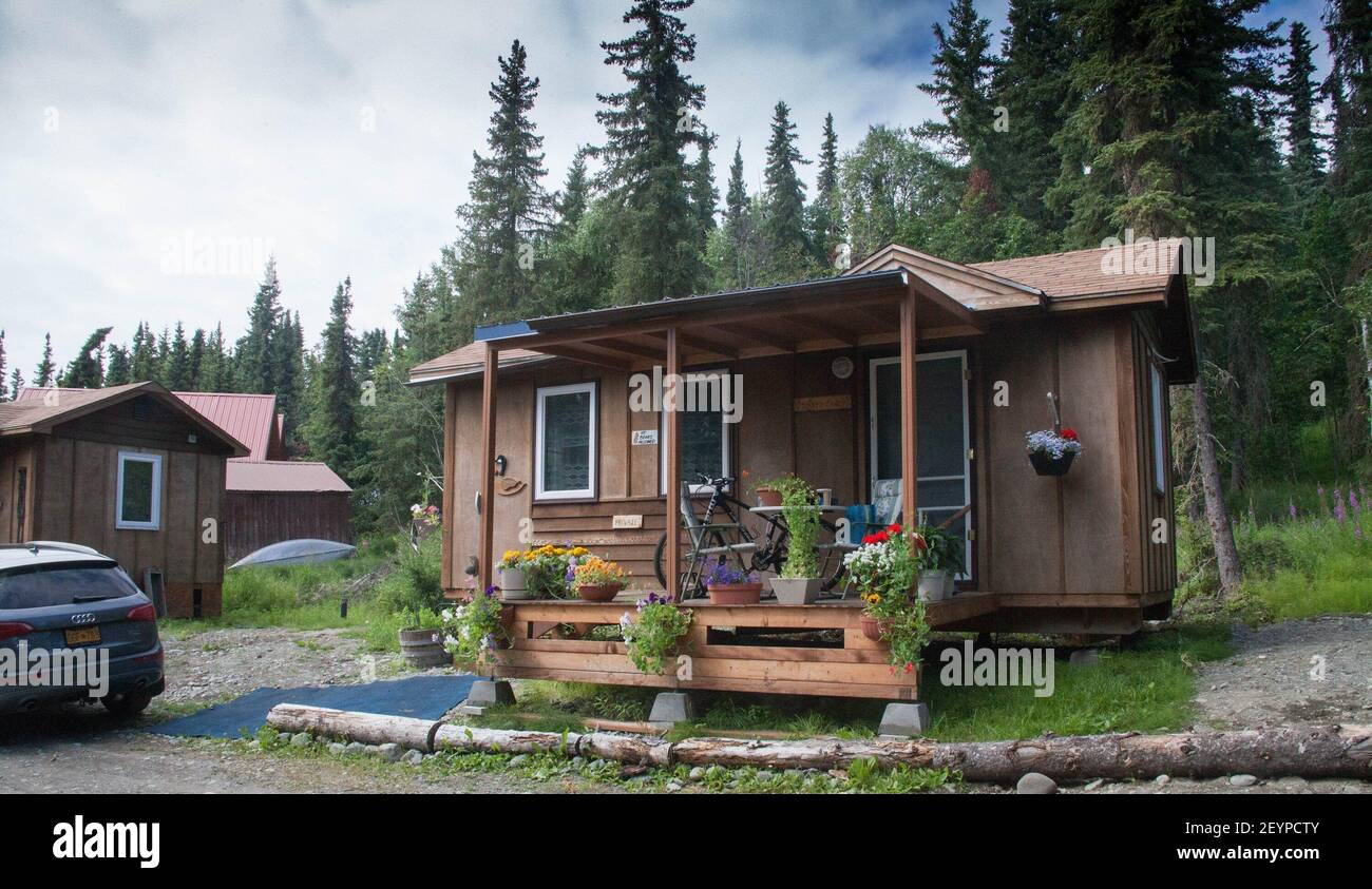 Cabins can be rented at the Big Sky Fish Camp on the Kenai River in ...