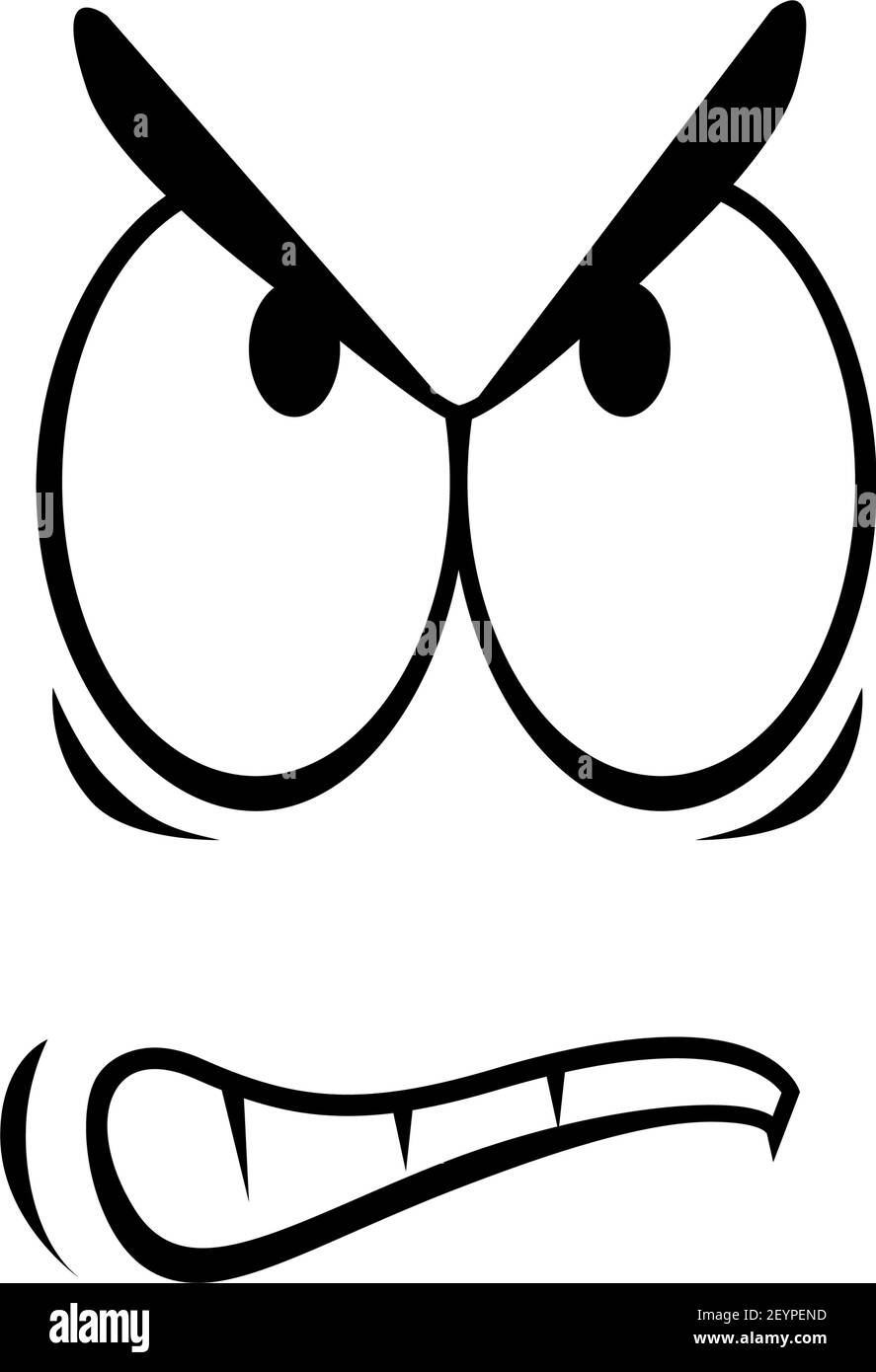 Angry emoticon isolated grumpy irate smiley. Vector gruff emoji ...