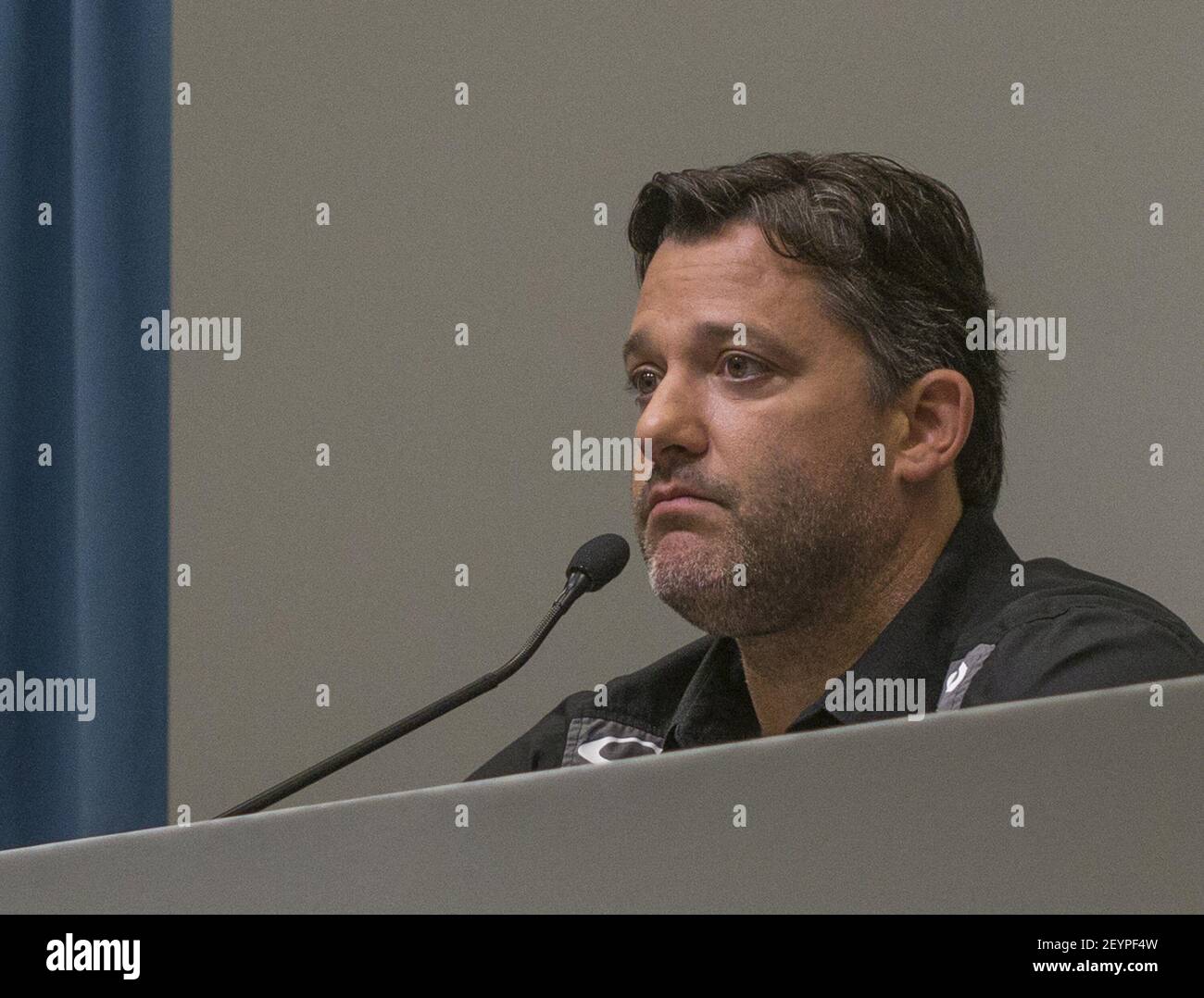Tony Stewart gives a press conference to national media at Stewart-Haas ...