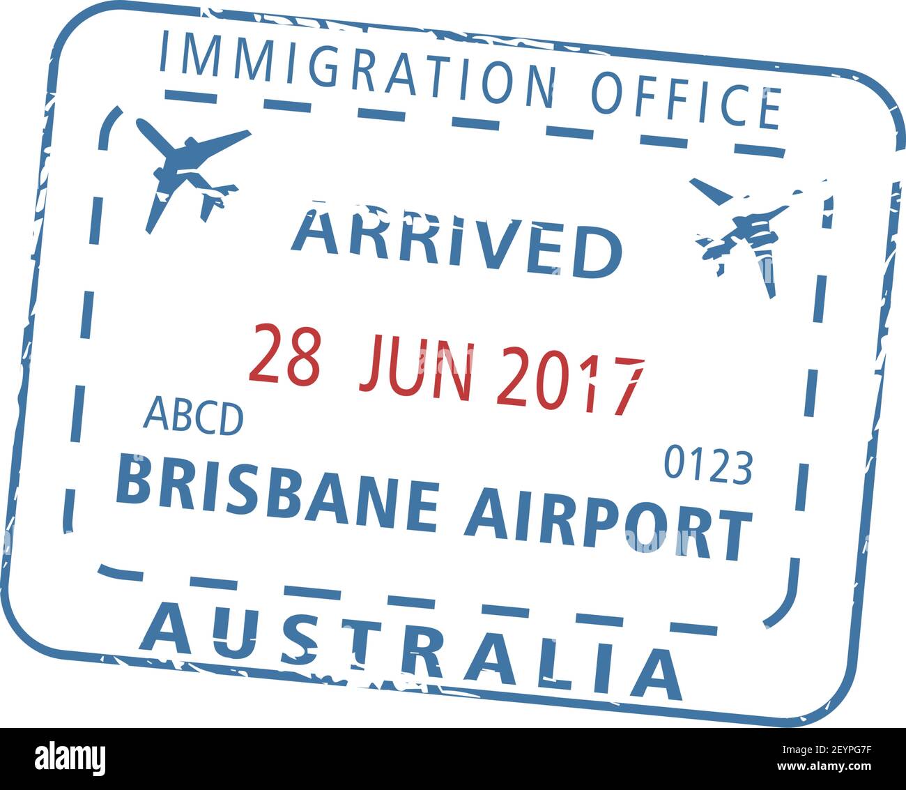 Brisbane airport Australia immigration office visa stamp isolated ...