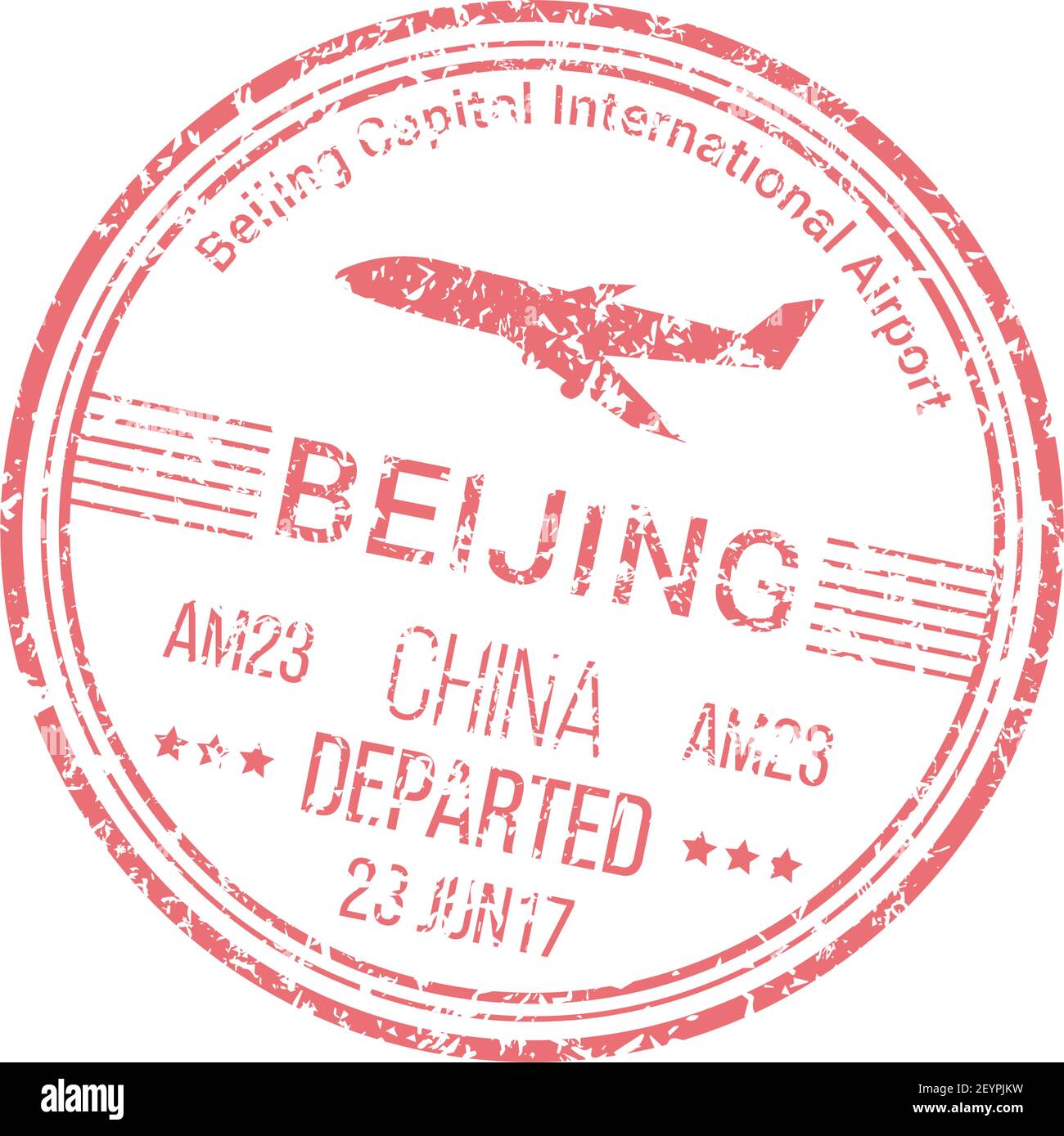 Beijing international airport visa stamp isolated Chinese border ...