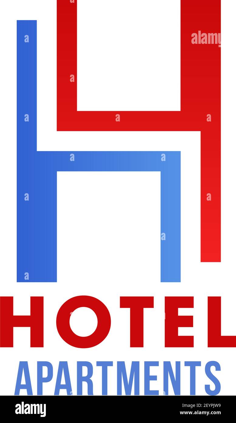 Hotel apartment icon with abstract letter H. Red and blue corporate ...
