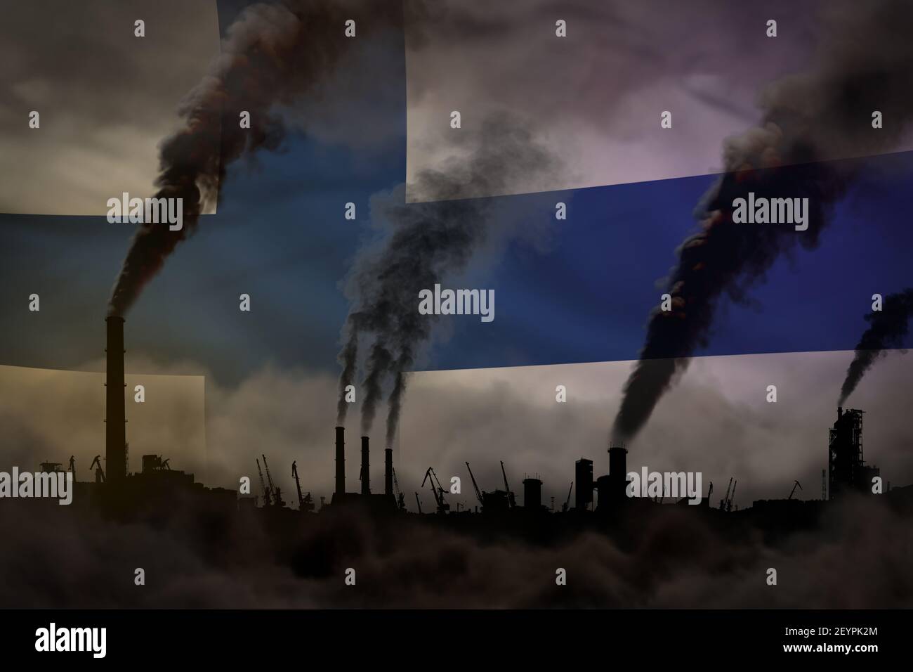 Dark pollution, fight against climate change concept - factory pipes ...