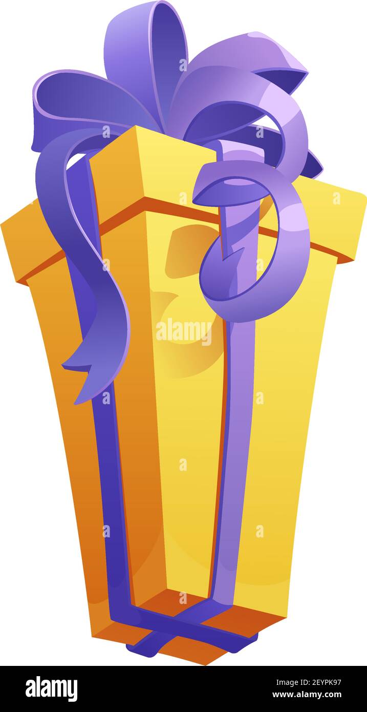 Gift box cartoon icon of present. Gift box and present bag with ribbon ...