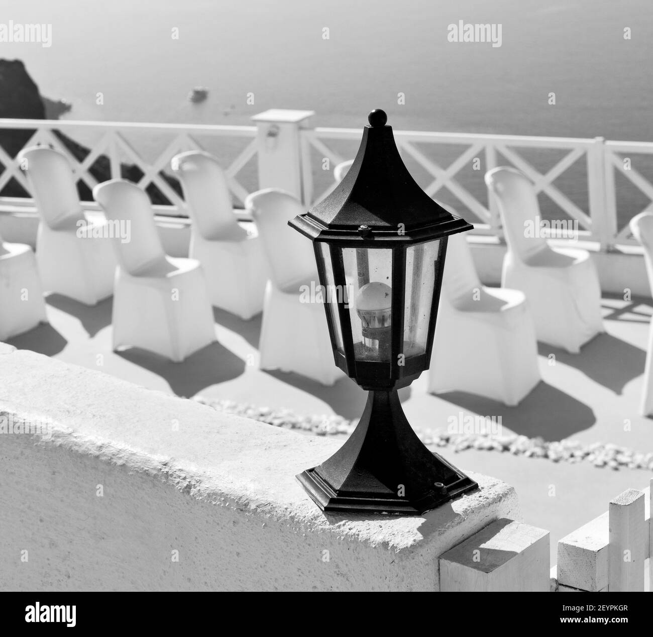 Outdoor table and chairs europe Black and White Stock Photos & Images ...