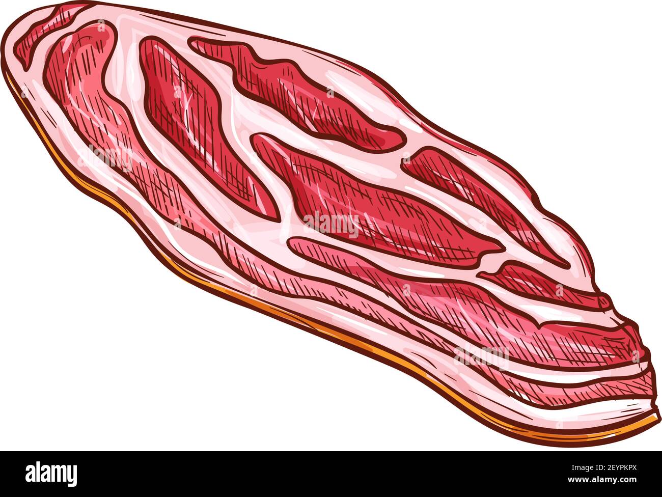 Marbled meat slice sketch icon, meat piece vector. Veal or beef, pork ...