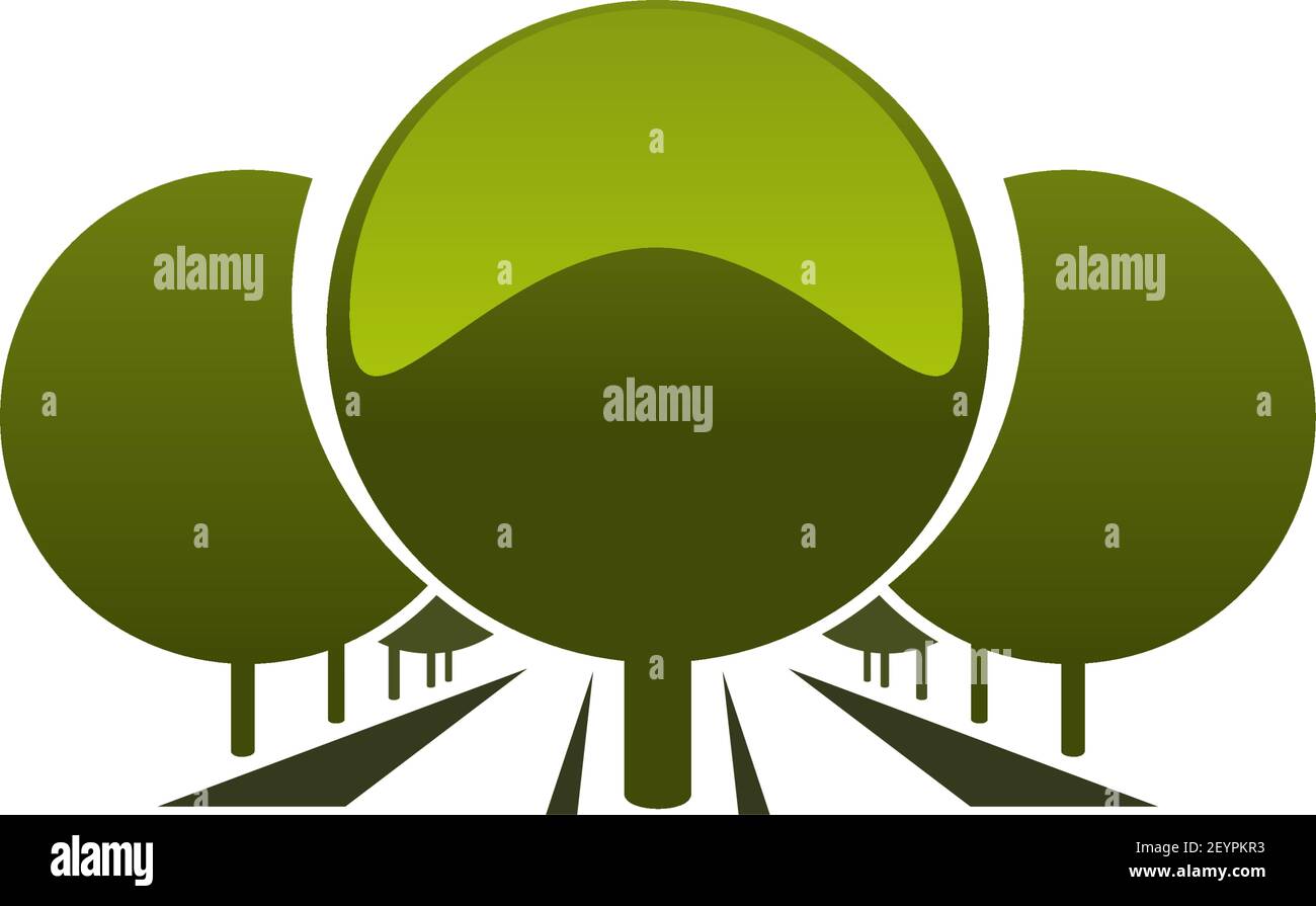 Vector icon with green oak trees. Abstract emblem organic and eco theme ...