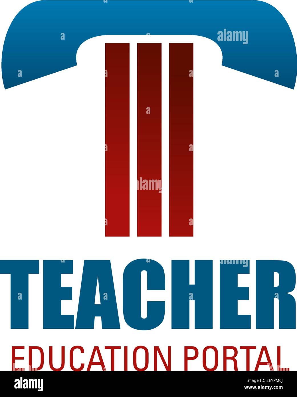 Teacher symbol for educational portal emblem template. Red and blue ...