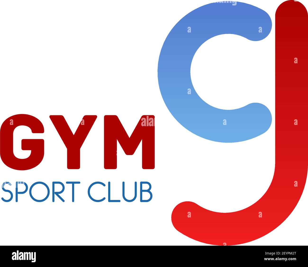 Gym emblem for sport club branding design. Red and blue abstract font ...