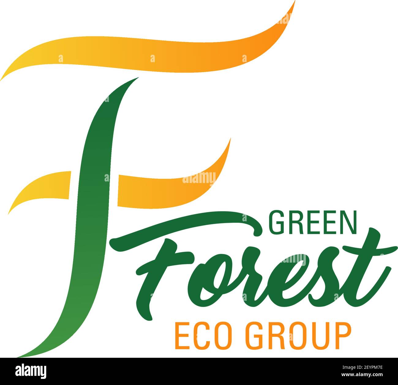 Green forest eco group icon of letter F for environment protection and ...