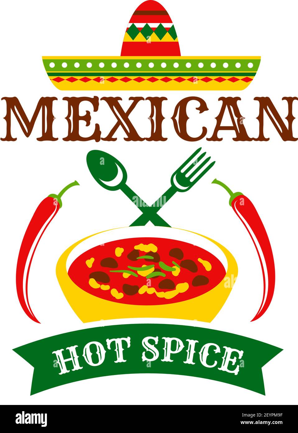 Vector label for mexican cuisine restaurant or cafe. Hot and spice ...