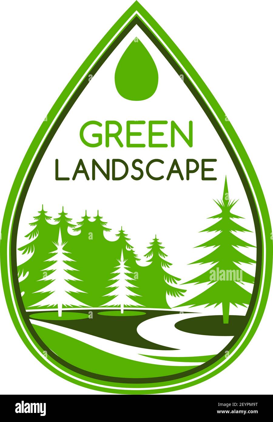 Green landscape design icon template for landscaping and green ...