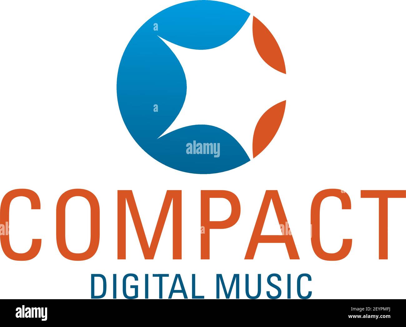 Digital music C letter icon of star and CD compact disk for music ...