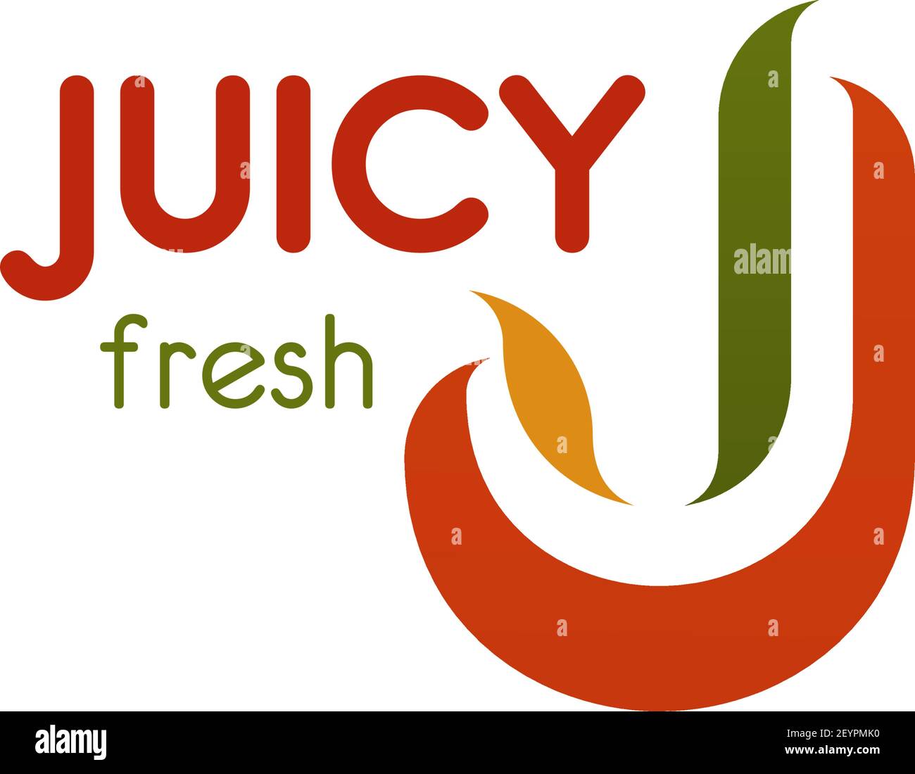 Juicy fresh J letter icon for organic natural fruit juice drink or ...