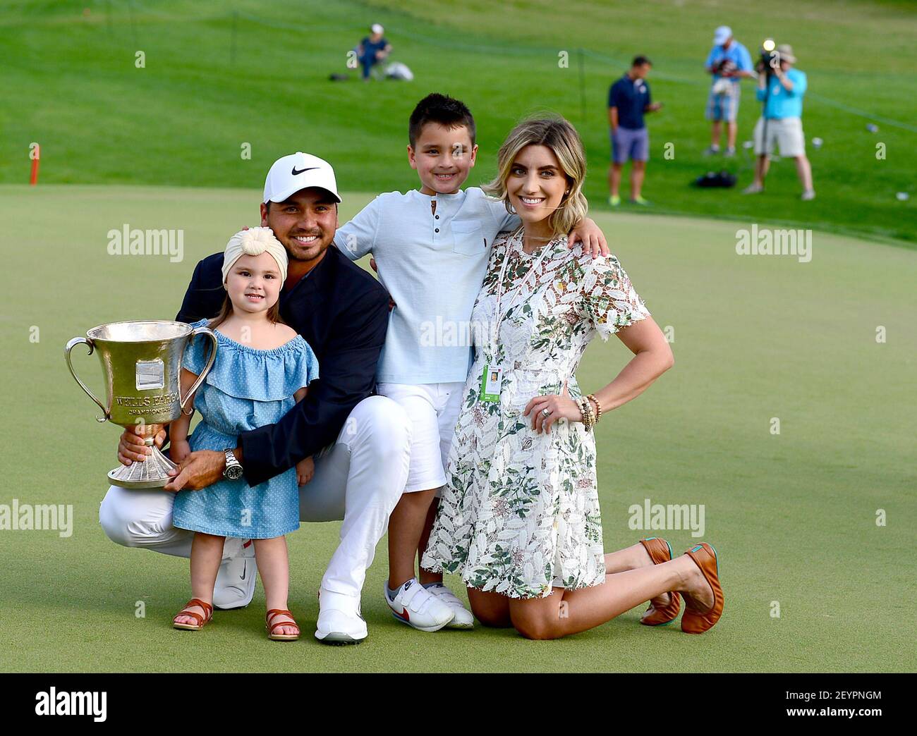 Wells Fargo Championship winner Jason Day poses with his family, from ...