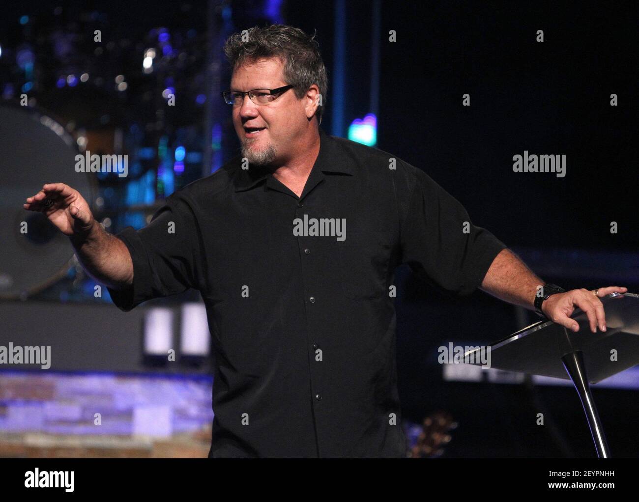 Pastor Scott Crenshaw gives a sermon at New River Fellowship Church ...