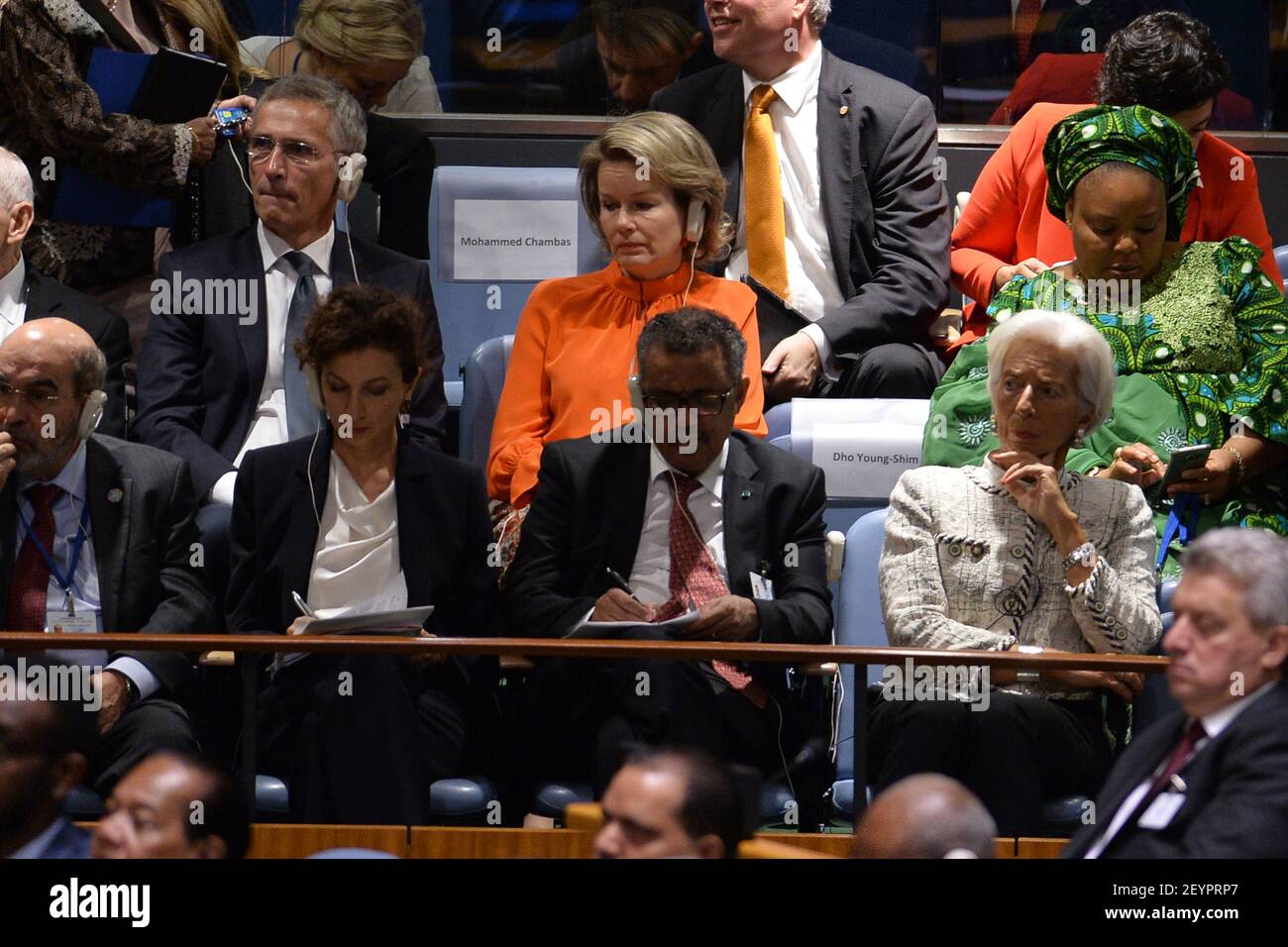 Queen Mathilde of Belgium (center) attends the 73rd United Nations ...