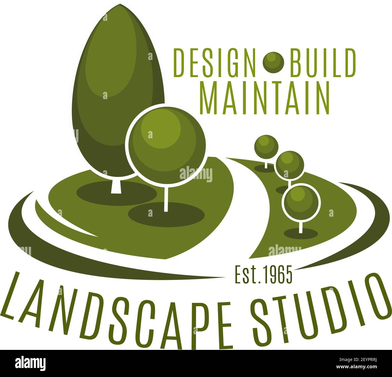 Landscape studio green park trees icon for landscaping build, maintain ...