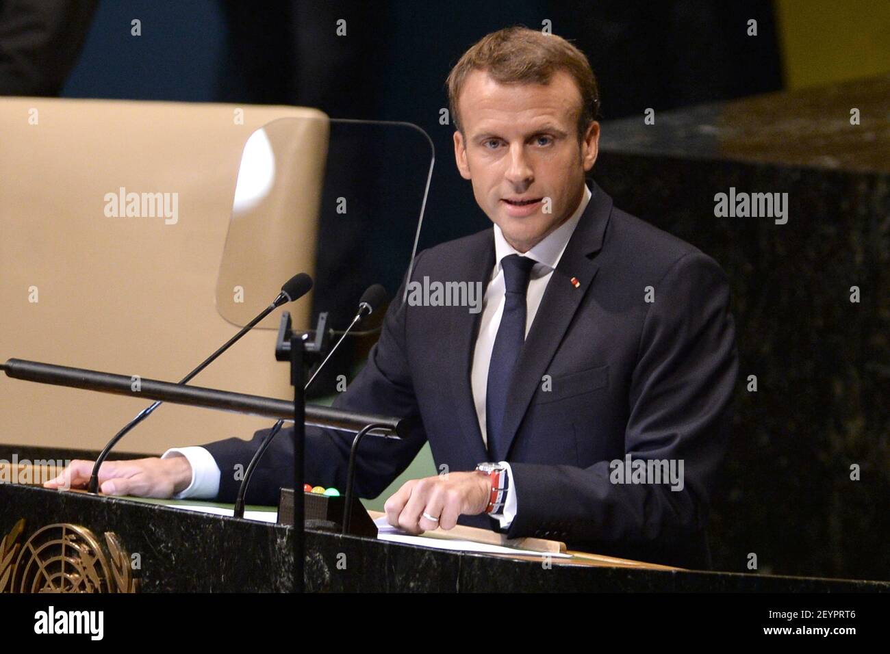Emmanuel Macron, President of France, addresses the 73rd United Nations ...
