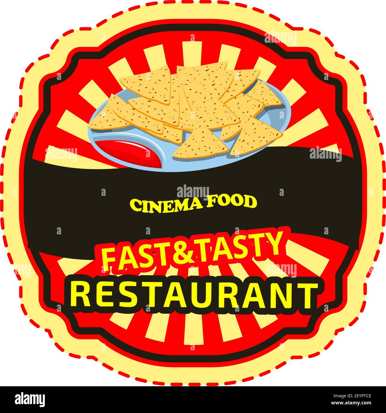 Cinema fast food bar icon for finger food snack menu. Vector isolated ...