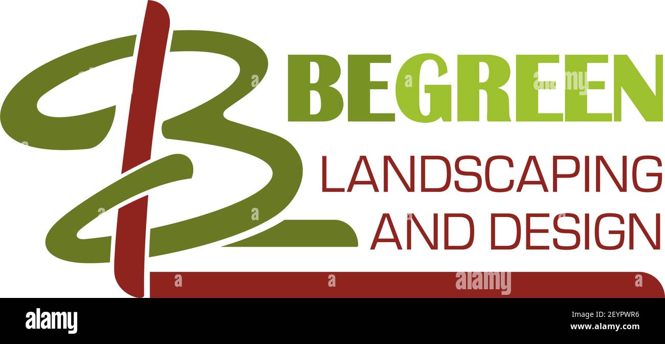 Landscaping and green design letter B icon of tree for landscape ...