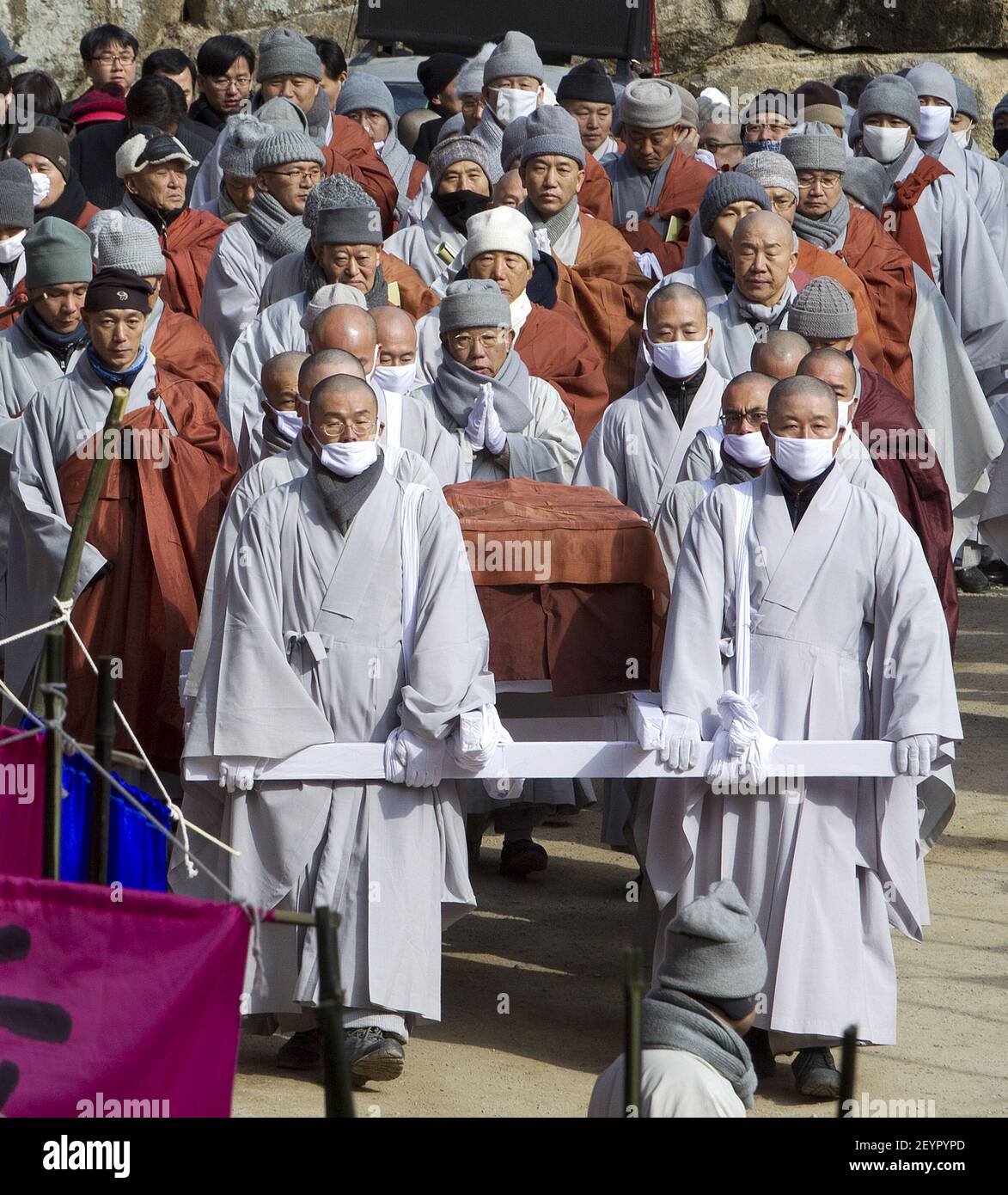 6 January 2012 - Hapcheon, South Korea - South Korean Buddhist monks ...
