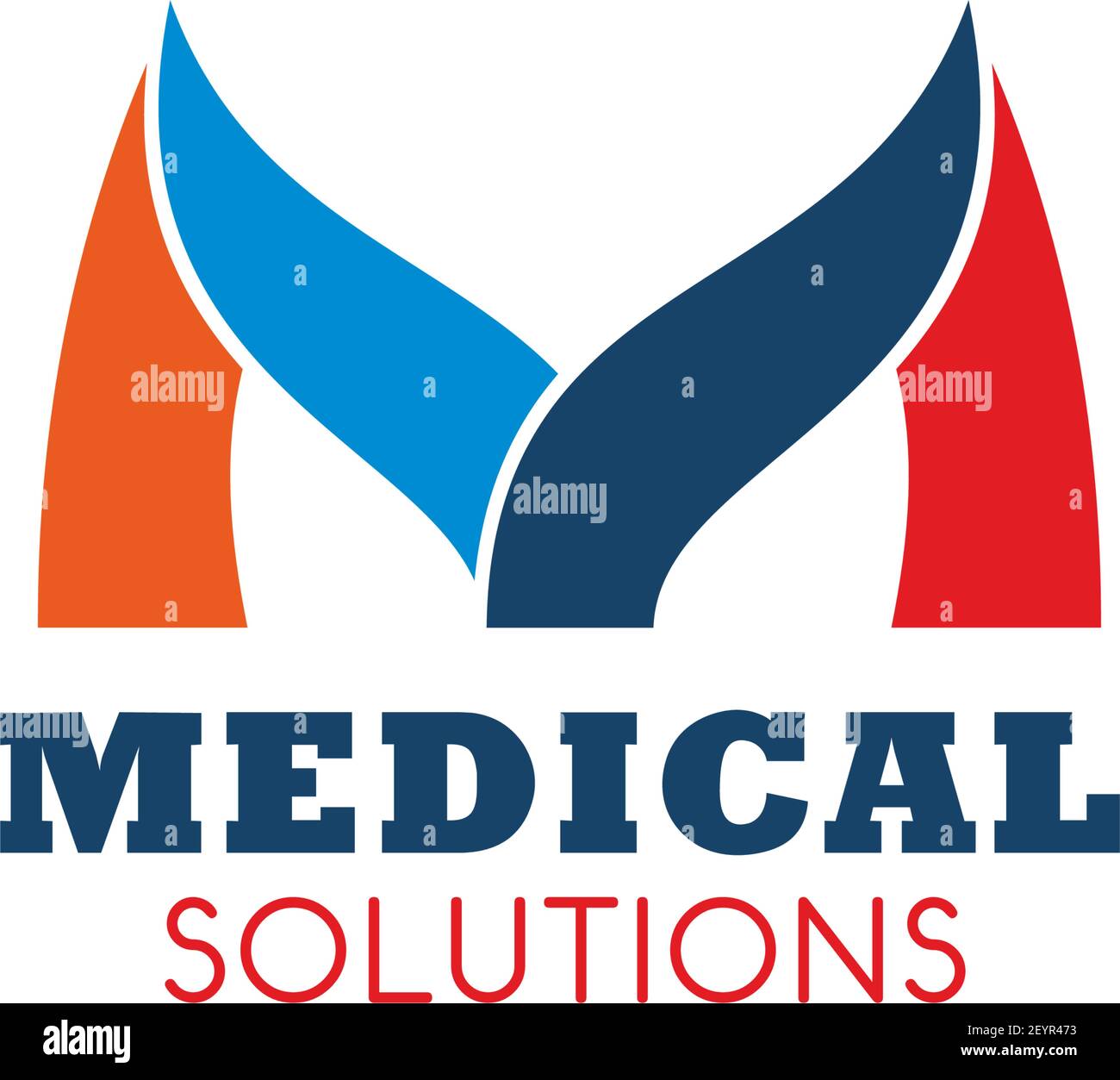 Medical solutions M letter icon for drug store or natural medicine ...
