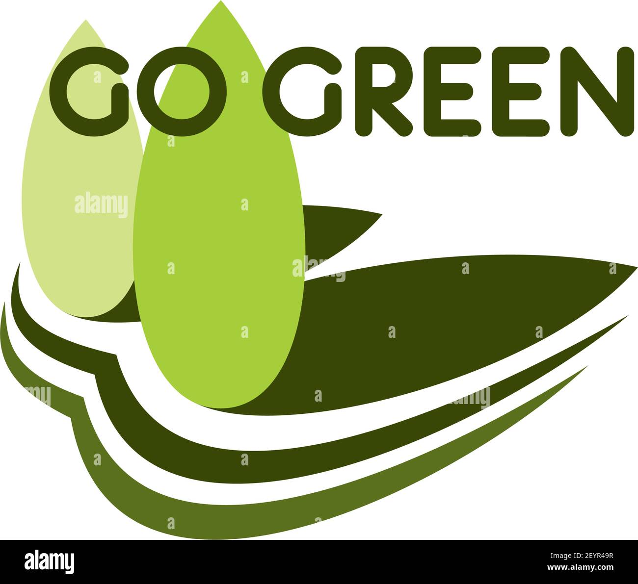 Go green ecology conservation icon of greet trees in park or forest for ...