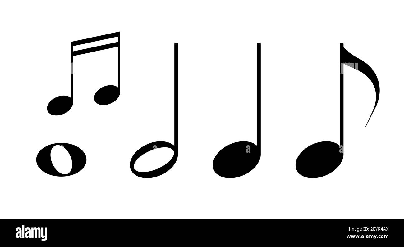 Black musical notes isolated. Flat illustration isolated on white Stock ...