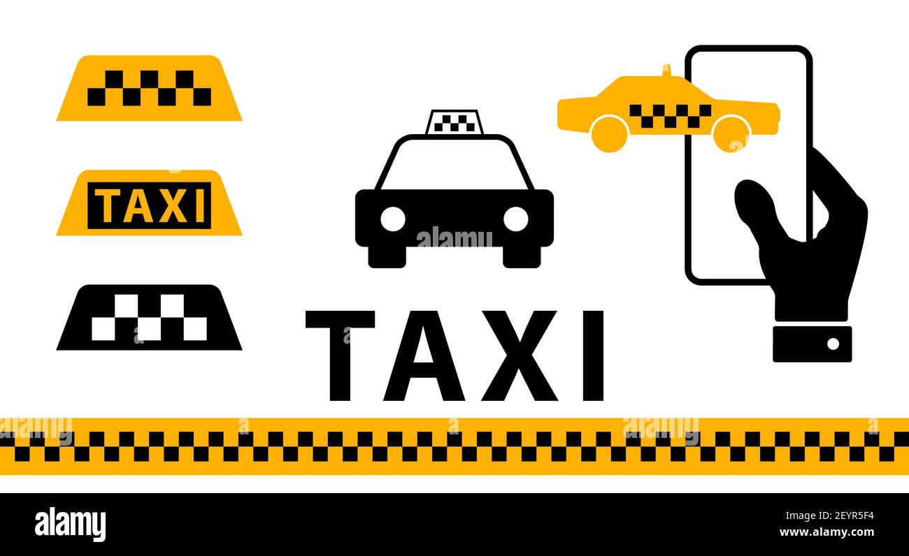 Taxi icon set. Taxi service signs. Flat illustration isolated on white ...