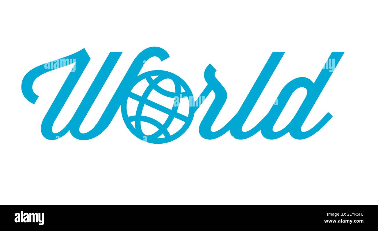 World emblem, lettering. Flat illustration isolated on white Stock ...
