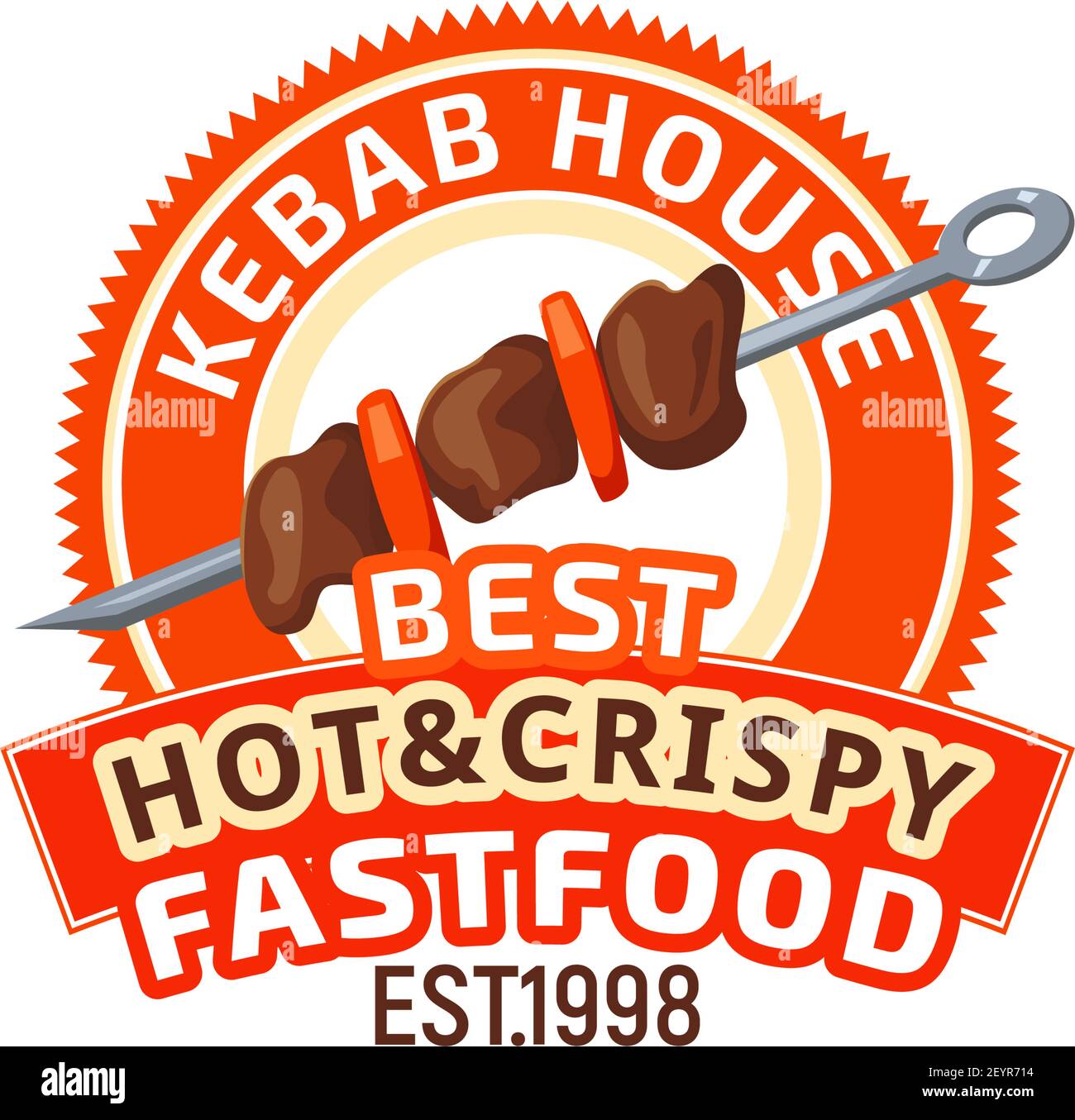 Vector sign for kebab house. Hot and crispy fast food dishes design ...