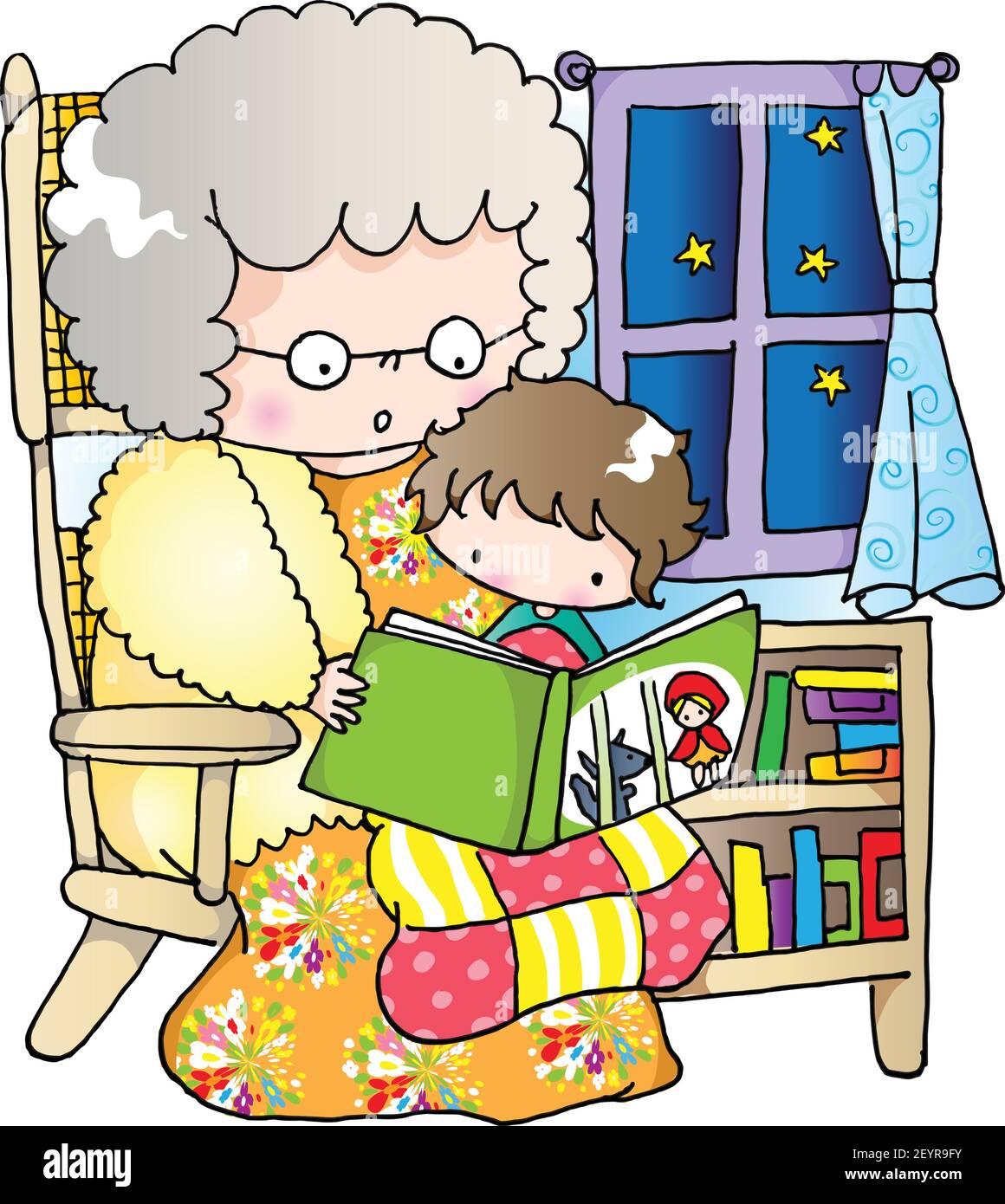 vector cartoon grandma reading book for kids Stock Vector Image & Art ...
