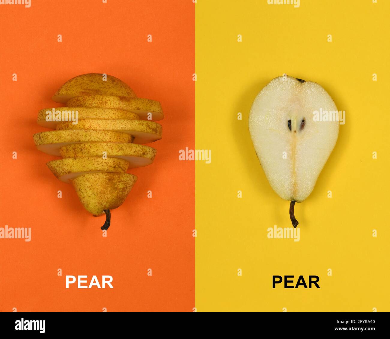 Creative layout made of Pears. Pears macro studio photo. High ...