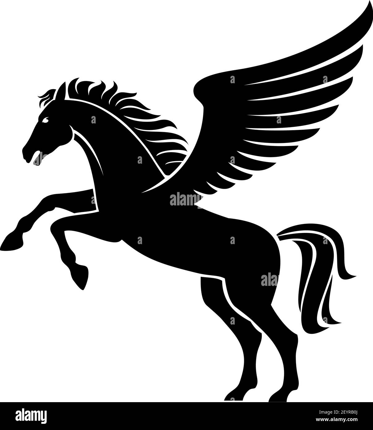 Pegasus winged stallion isolated mythical animal. Vector silhouette of ...