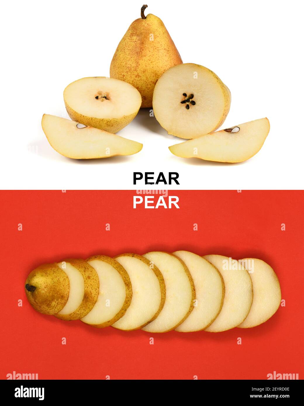 Creative layout made of Pears. Pears macro studio photo. High ...