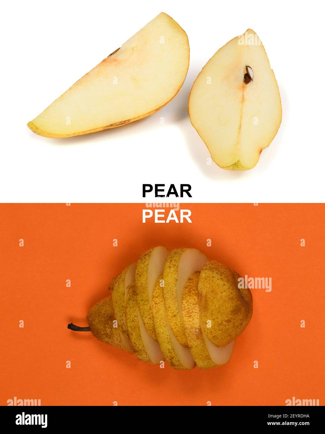 Creative layout made of Pears. Pears macro studio photo. High ...