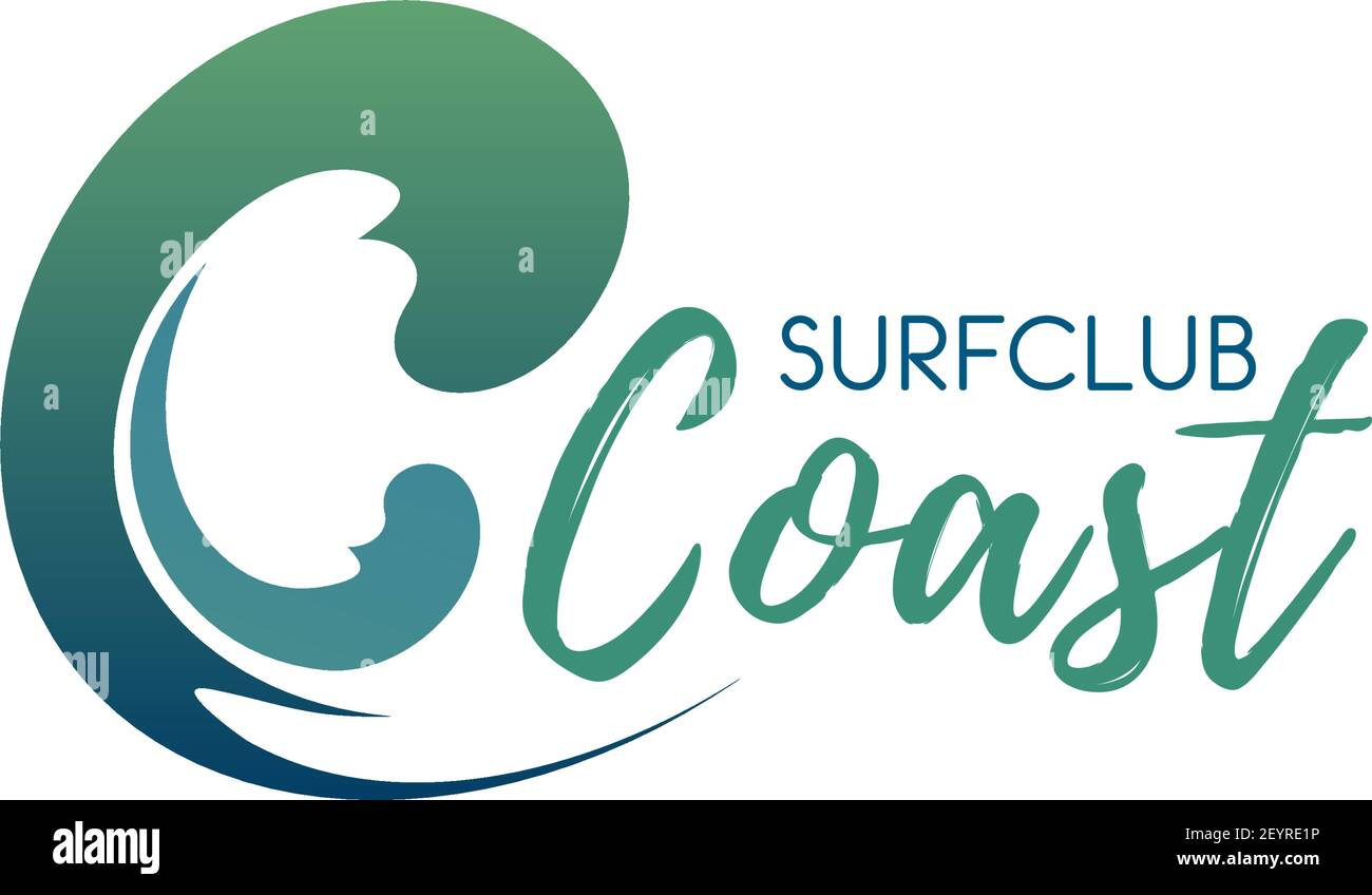 Surf club Coast vector sign. Summer surfing creative badge isolated on ...