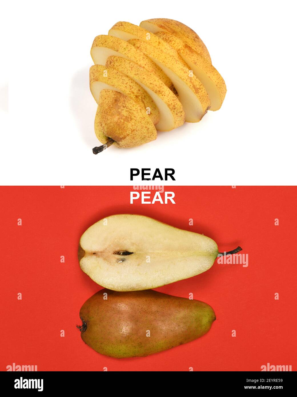 Creative layout made of Pears. Pears macro studio photo. High ...