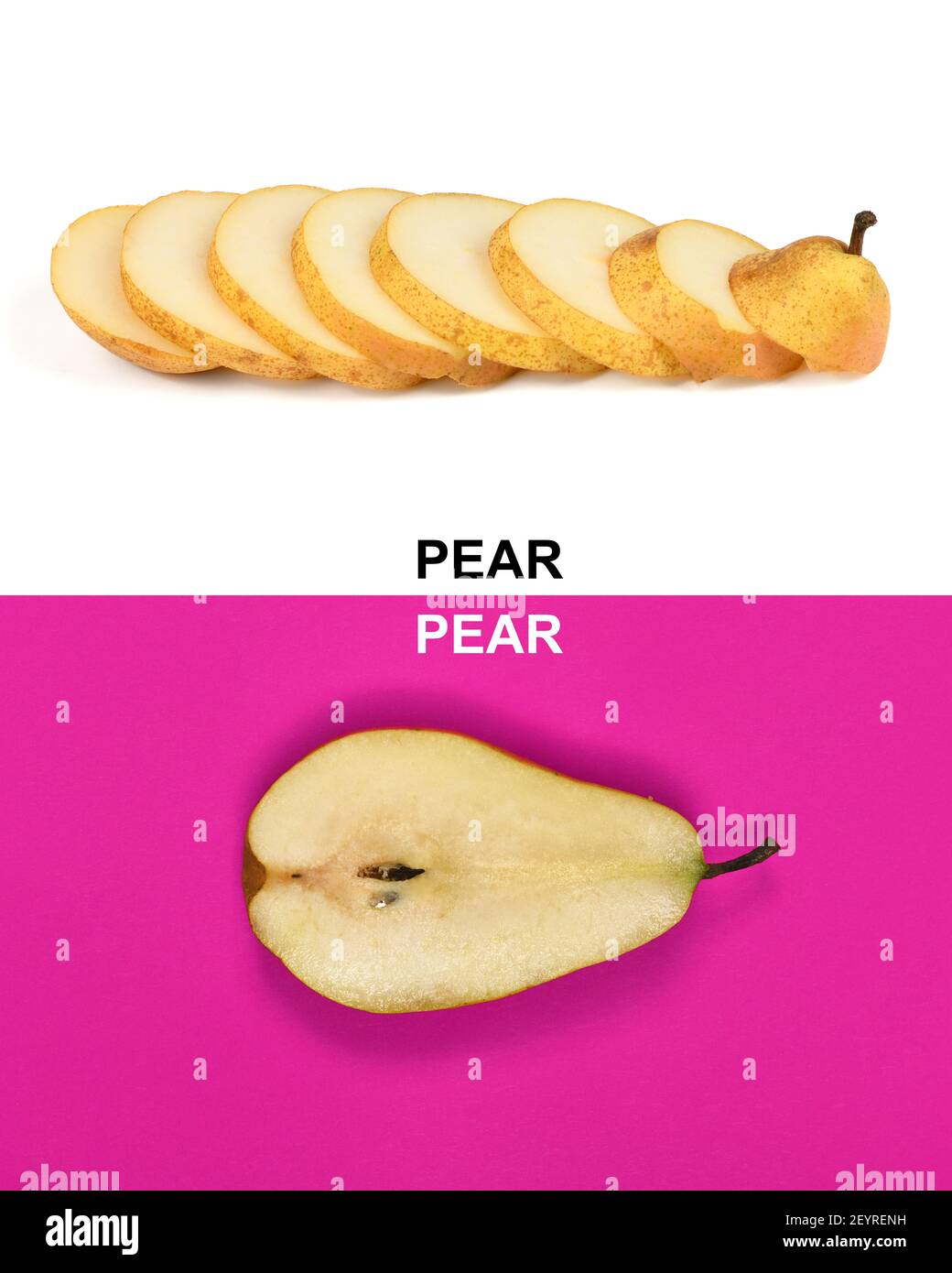 Creative layout made of Pears. Pears macro studio photo. High ...