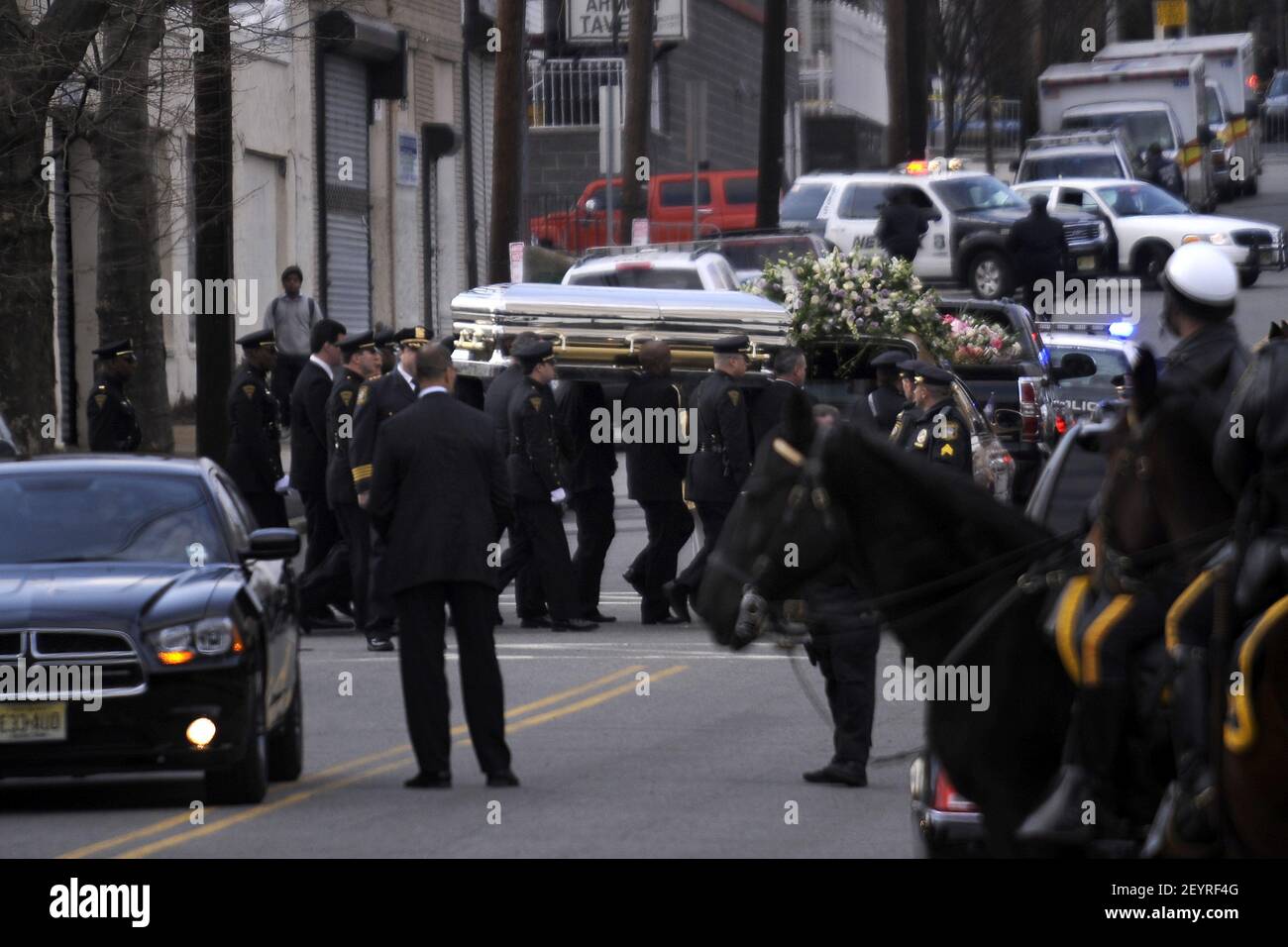 18 February 2012 - Newark - Whitney Houston's casket is transported to ...