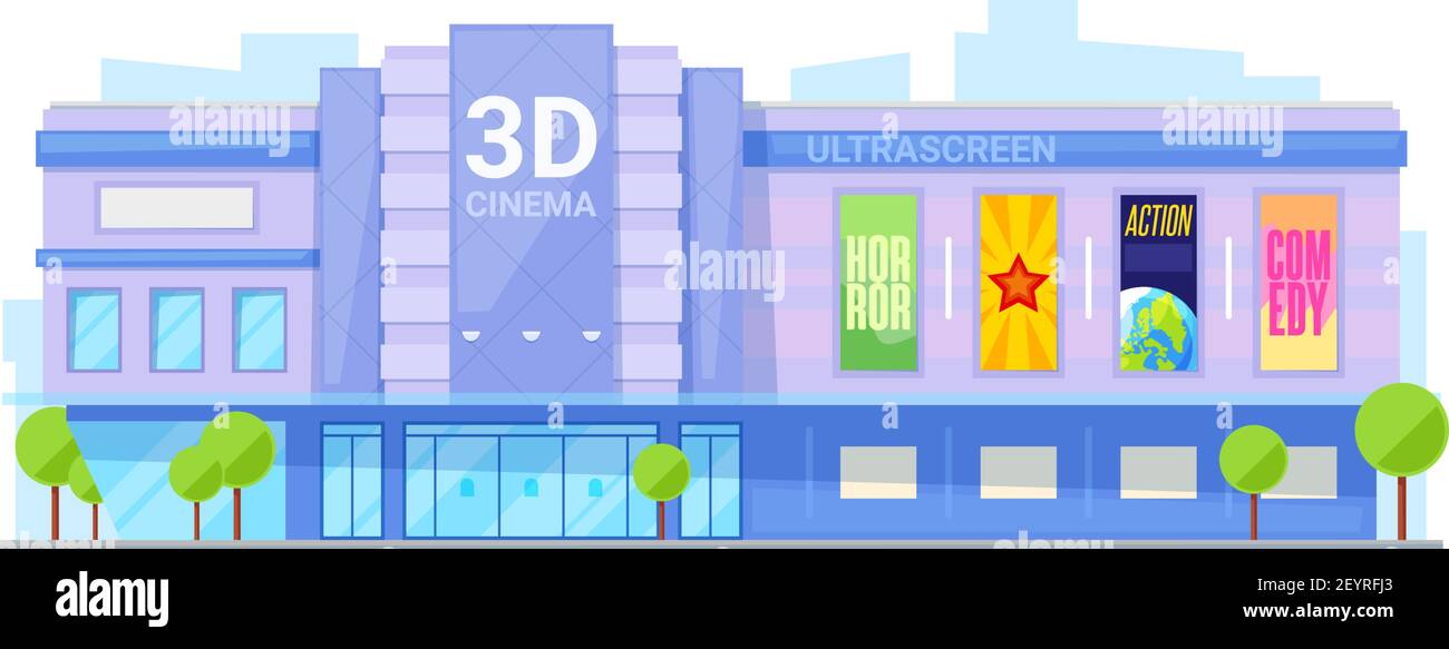 City building, cinema or movie theater. Vector facade, construction or ...