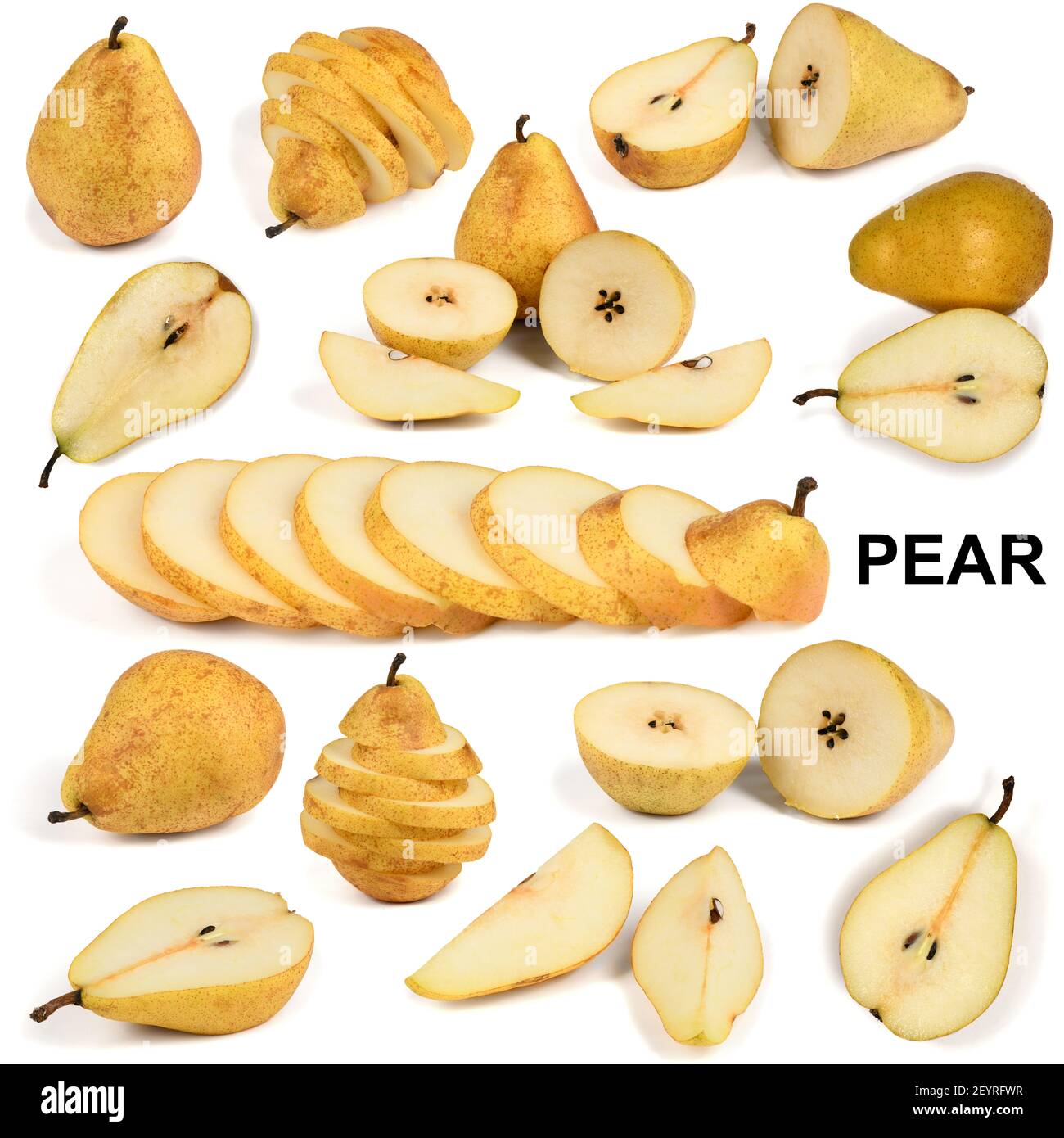 Creative layout made of Pears. Pears macro studio photo. High ...
